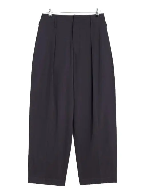 LEMAIRE Pleated Wide Leg Chino Trousers - Charcoal