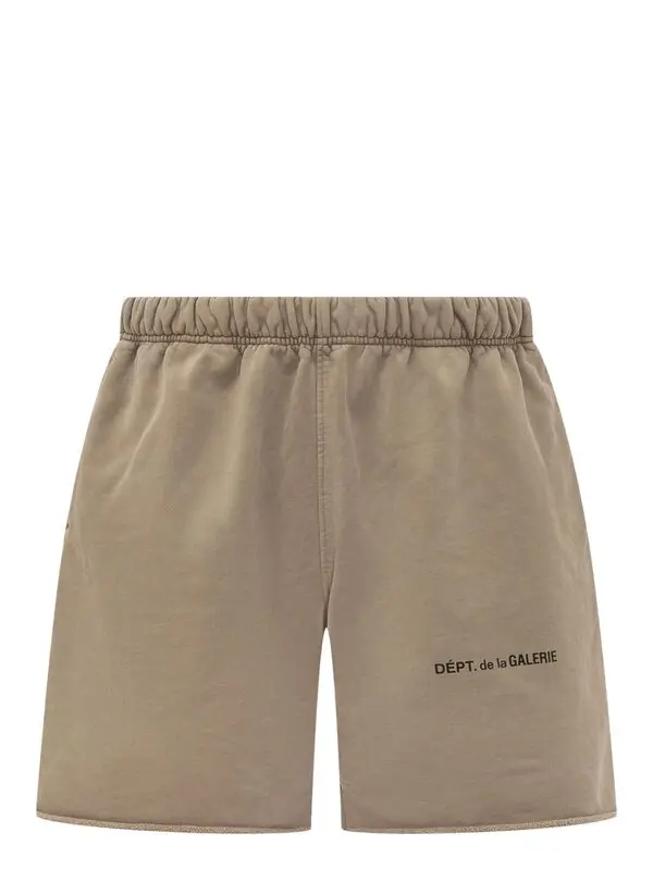 GALLERY DEPT. Logo Print Raw-edge Shorts - Brown