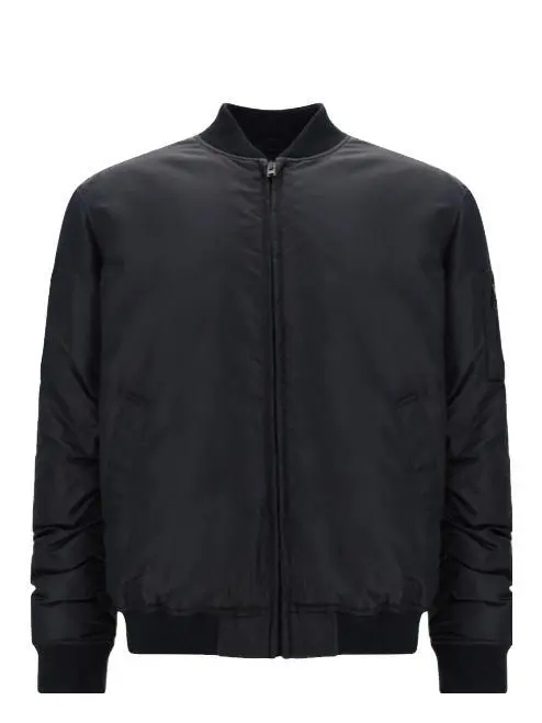 Moschino Slogan Print Bomber Jacket - Black