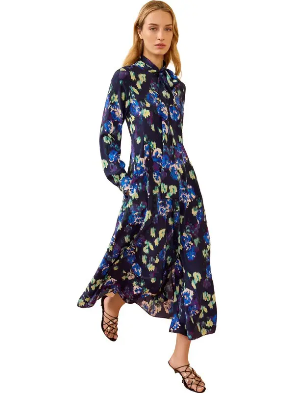 Ulla Johnson Evanthe Silk Printed Midi Dress - Evening Bloom