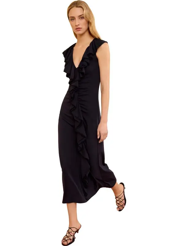 Ulla Johnson Chiara Cotton Ruffle Dress - Midnight