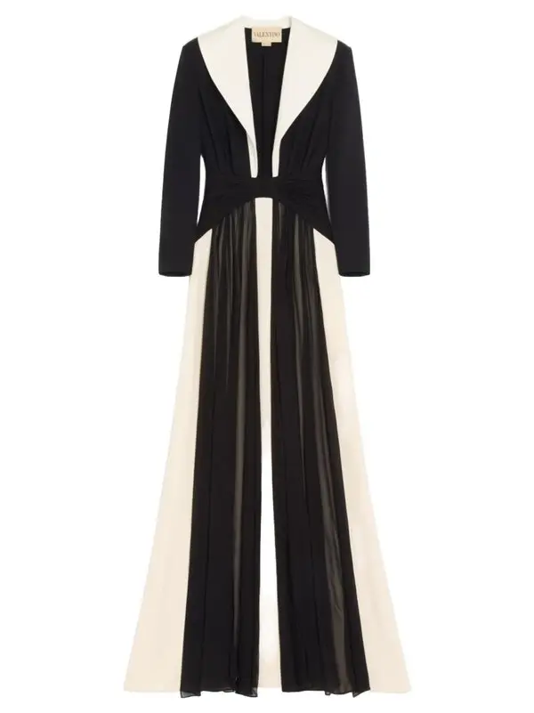 Valentino Garavani Long Sleeve Maxi Dress With Draped Paneling - Black