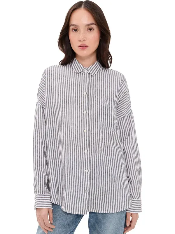 ALEX MILL Jo Shirt In Havana Stripe - Espresso/ivory