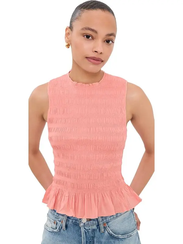 PISTOLA Phoebe Smocked Bodice Sleeveless Top - Coral Rose