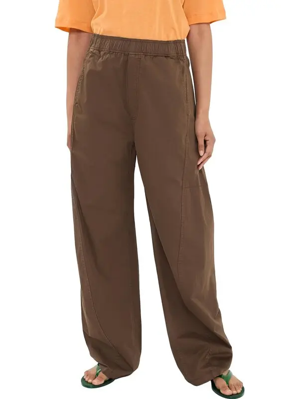 Tibi Garment Dyed Silky Cotton Winslow Pull-on Pants - Brown