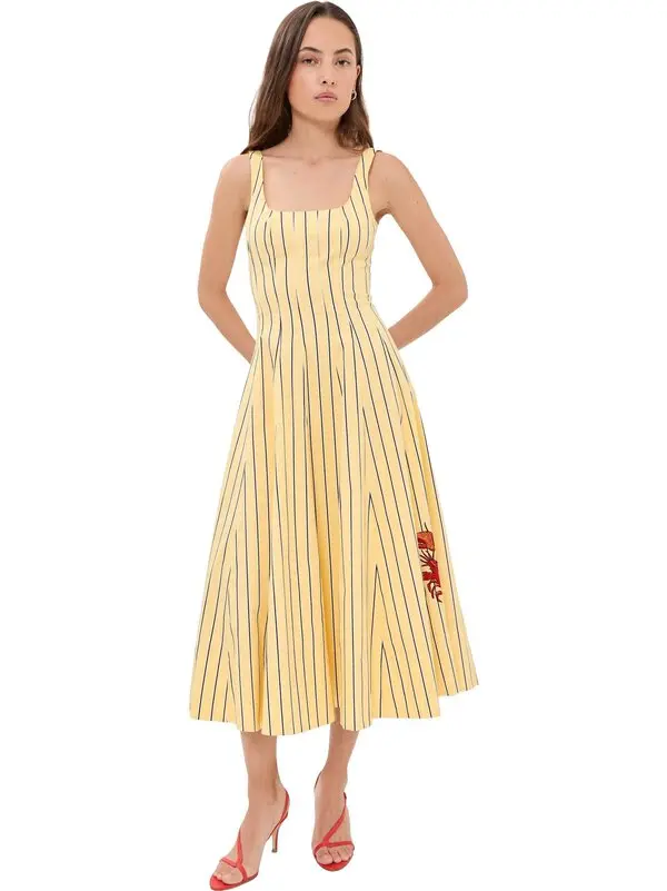 Staud Wells Dress With Lobster Embellishment - Monday Stripe Lobster