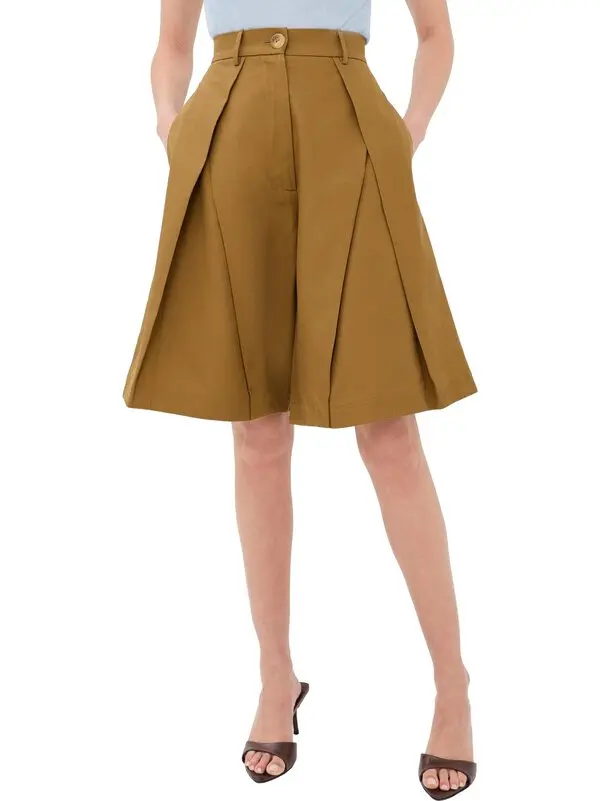 TOLU COKER Pleated Twill Shorts - Tobacco
