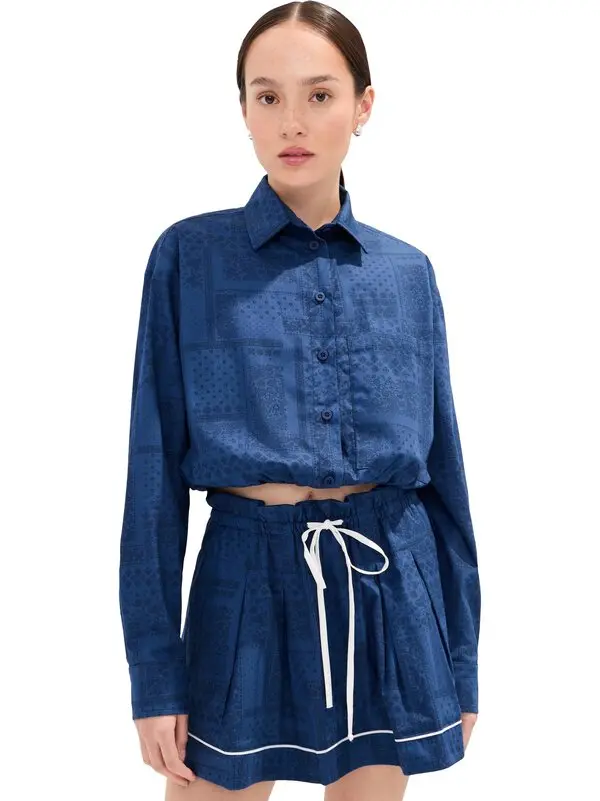LE BOP Wylie Bandana Print Button-down Shirt - Denim/navy