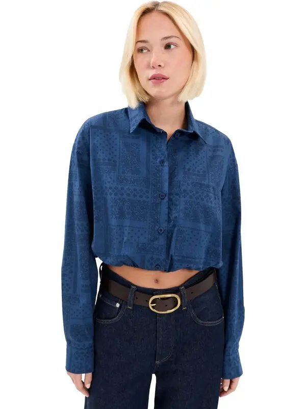 LE BOP Wylie Bandana Print Button-down Shirt - Denim/navy