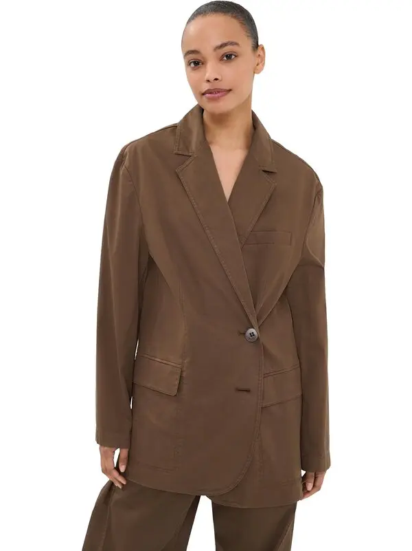 Tibi Garment Dyed Cotton Liam Blazer - Brown