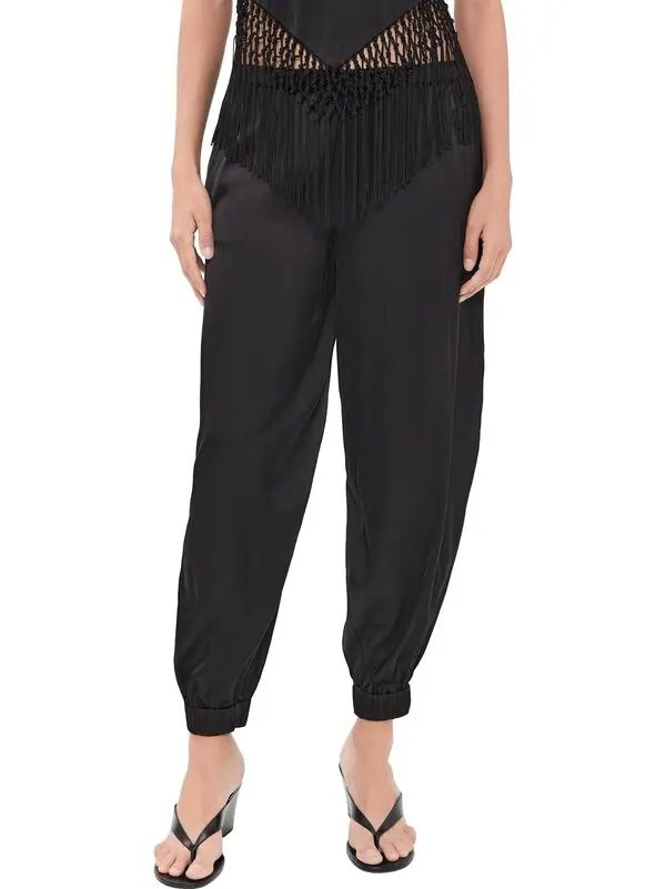 Alice + Olivia Declan Pull-on Satin Pants - Black