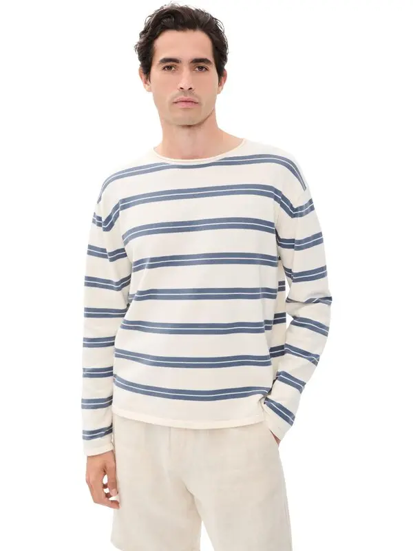 Nn07 Sailor Striped Cotton Crew Neck Sweater - Ivory