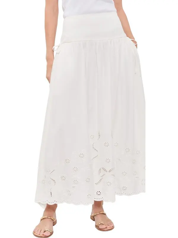 Astr The Label Stevie Embroidered Midi Skirt - White