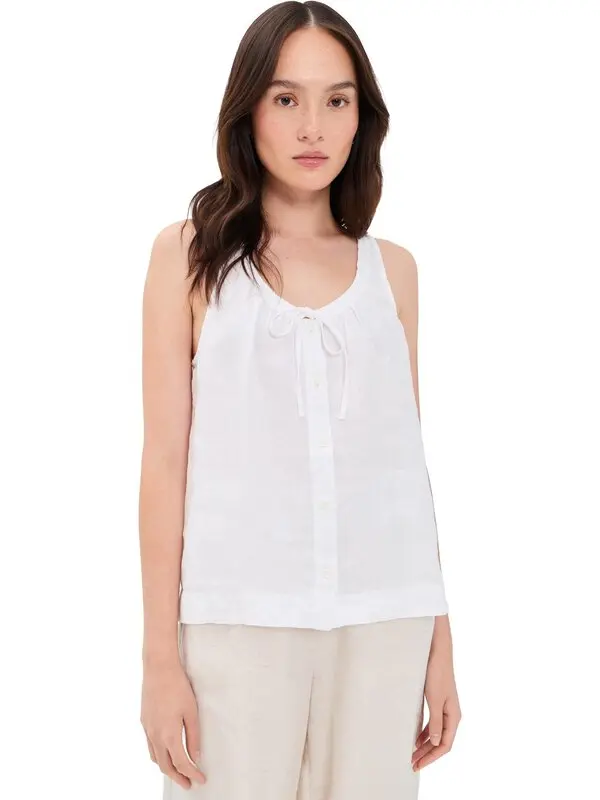 ALEX MILL Sydney Sleeveless Tie Neck Top - White