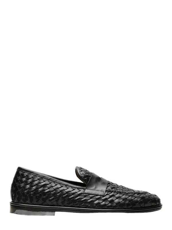 CHUCKIES Woven Leather Loafers - Black