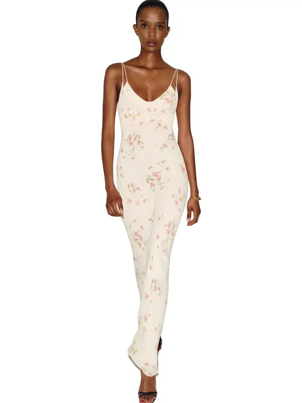 REFORMATION Lysandra Sleeveless Maxi Dress With Cowl Neckline And Lace-up Back - Multi