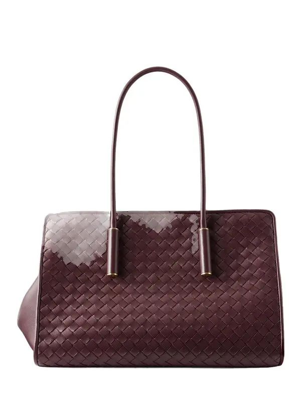 Bottega Veneta Barbara Intrecciato Leather Shoulder Bag - Burgundy