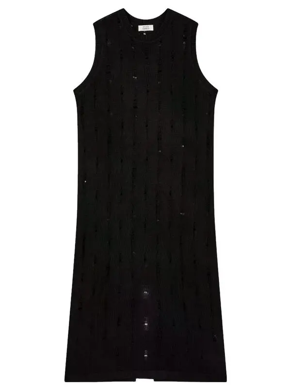 STUDIO TOMBOY Distressed Knit Sleeveless Dress - Black
