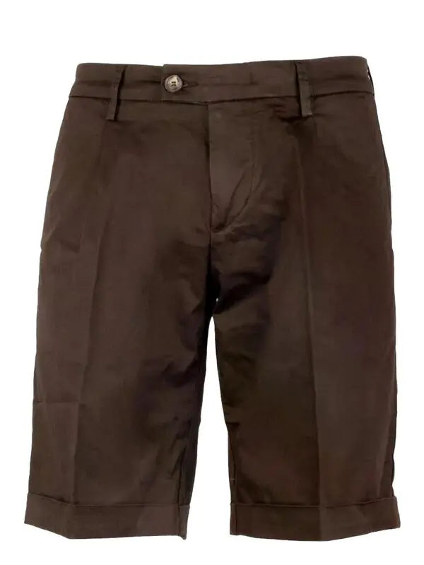 RE-HASH Pleated Turn-up Shorts - Brown