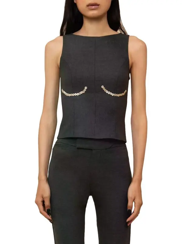 CONTESSA MILLS Cora Embellished Top - Grey