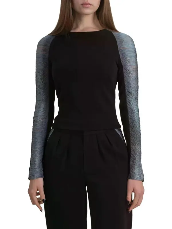 CONTESSA MILLS Medusa Fringed-sleeve Top - Black