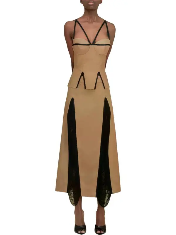 CONTESSA MILLS Madeleine Fringe Detail Skirt - Neutrals