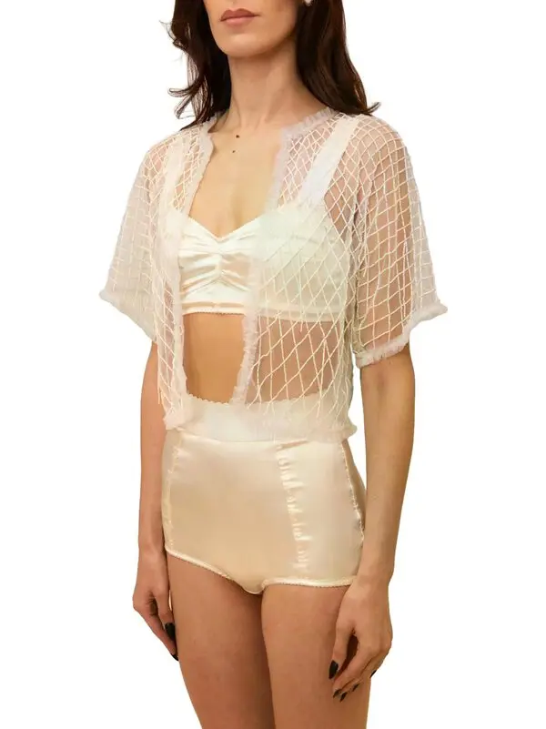 CONTESSA MILLS Wraith Beaded Tulle Top - White
