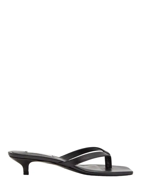 TOTEME Leather Flip Flops - Black