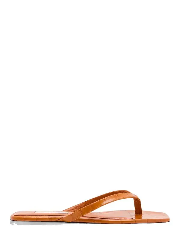 TOTEME Crocodile-effect Leather Flip Flops - Orange