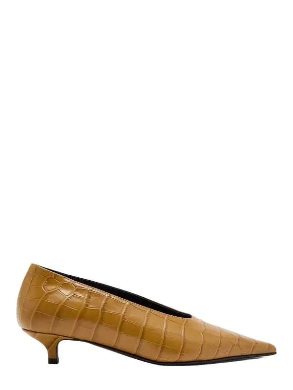 TOTEME 35 Crocodile-effect Leather Pumps - Camel