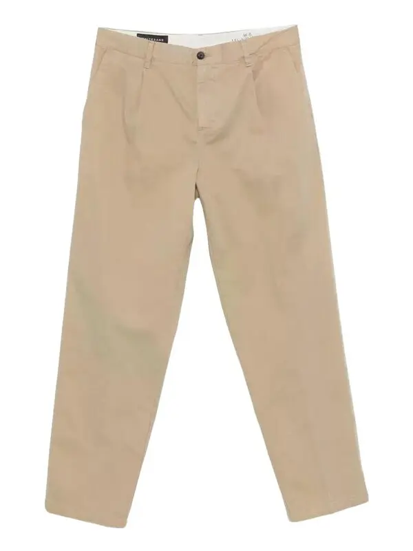 WHITE SAND Pleated Cotton Trousers - Neutrals