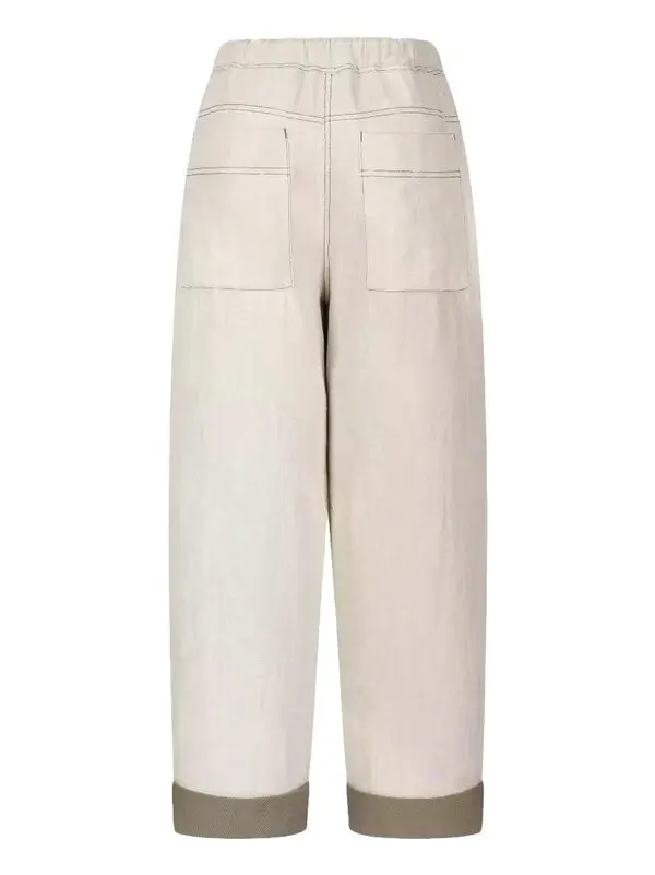 STUDIO TOMBOY Jacquard Drawstring Trousers - Neutrals