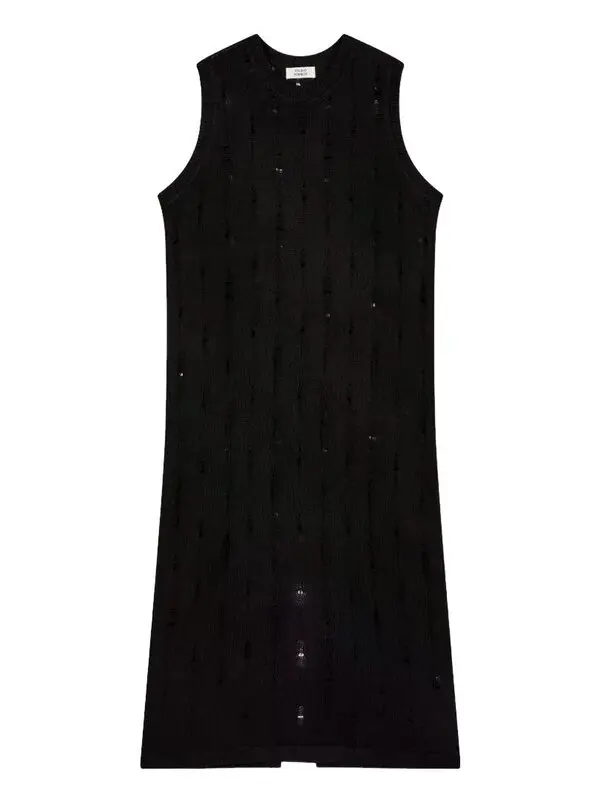 STUDIO TOMBOY Distressed Knit Sleeveless Dress - Black