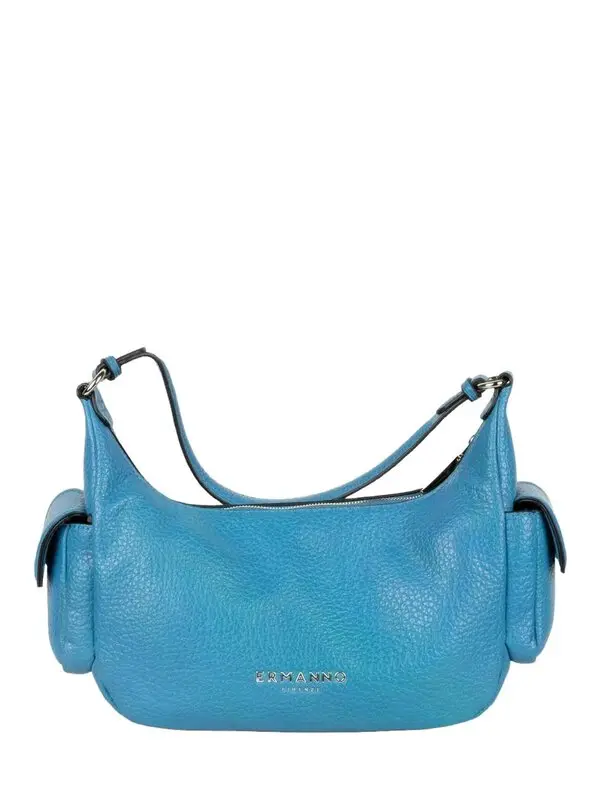 ERMANNO FIRENZE Grained Leather Shoulder Bag - Blue