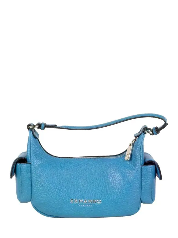 ERMANNO FIRENZE Grained Leather Shoulder Bag - Blue