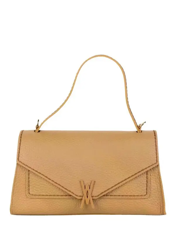 VISONA` Visona Grained Leather Envelope Satchel Bag - Brown