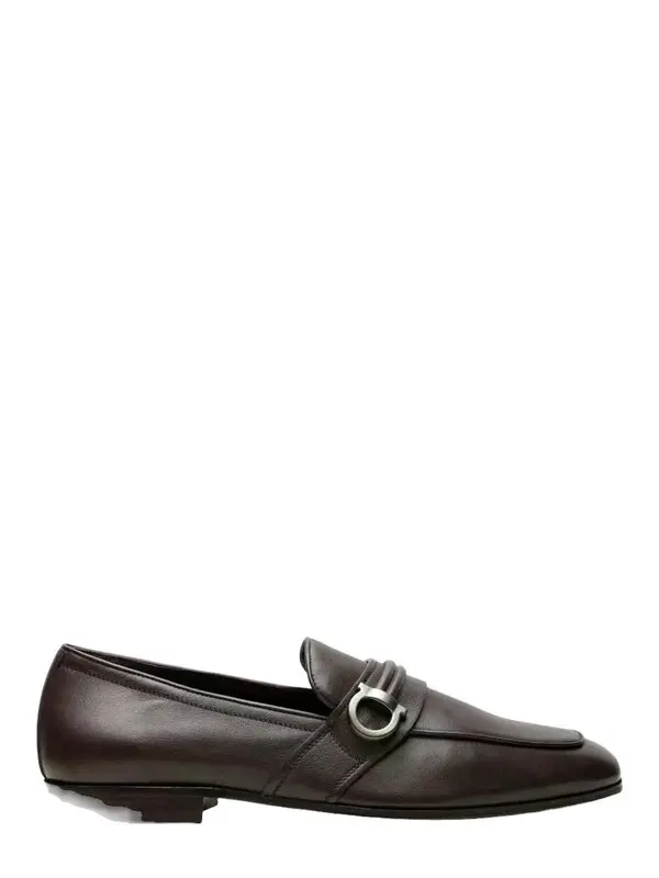 FERRAGAMO Gancini Leather Loafers - Brown