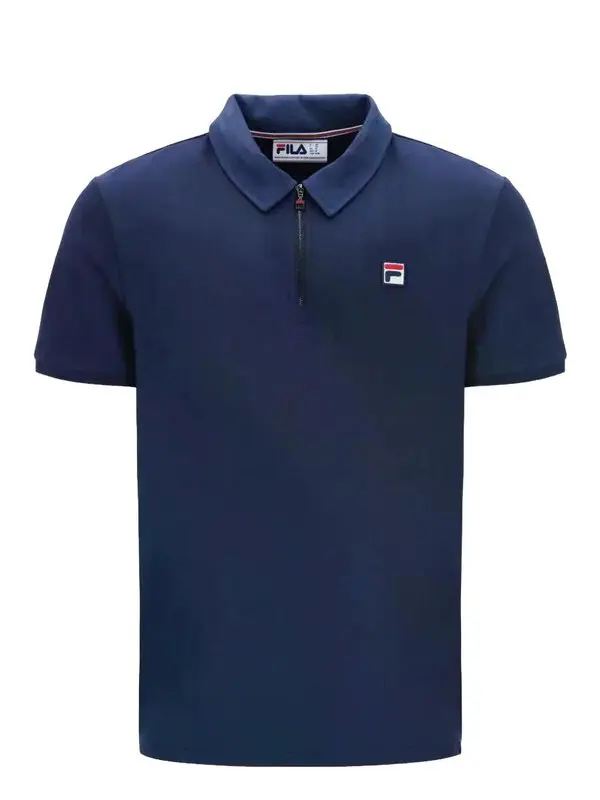 FILA Ettore Logo-patch Zip-fastening Polo Shirt - Blue