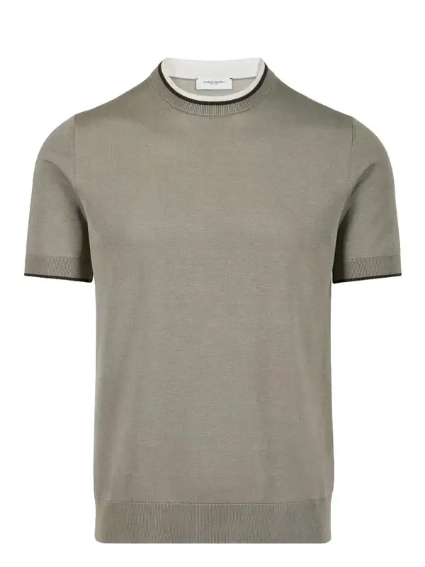 PAOLO PECORA Contrast Trim Short-sleeve Sweater - Green