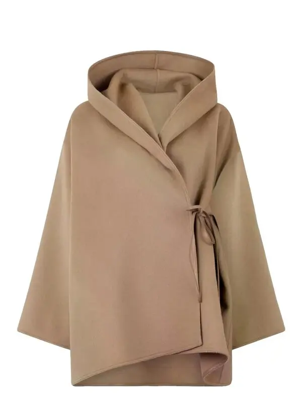YVES SALOMON Hooded Wrap Coat - Brown