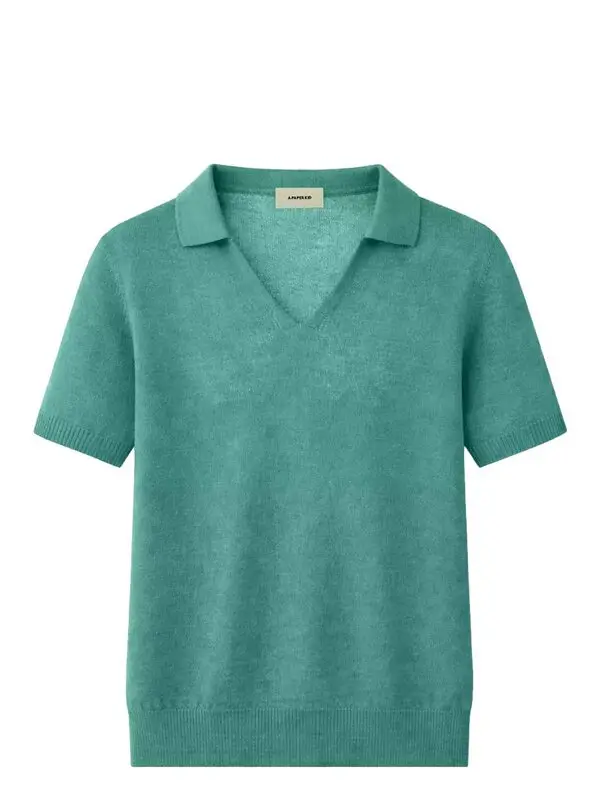 A PAPER KID Knitted V-neck T-shirt - Green