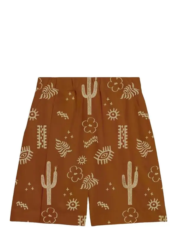 A PAPER KID Cactus Print Bermuda Shorts - Brown