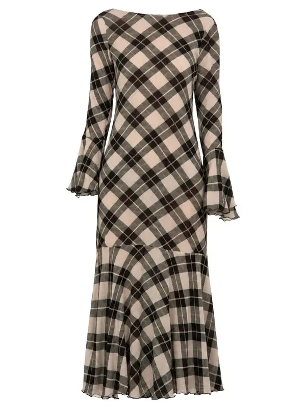 Carmen Says Geometric Print Midi Dress With Flared Cuffs - Black