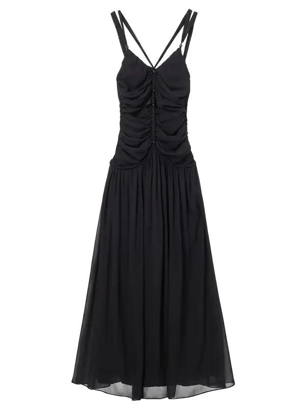 BELSIZE25 Silk Resort Dress With Hand-woven Rope Straps - Black