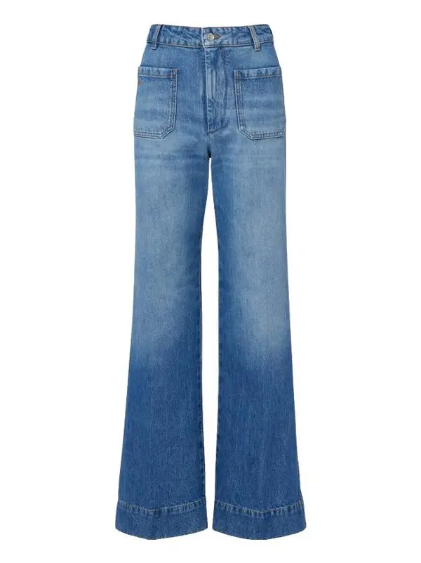 Victoria Beckham Alina Faded Wide-leg Jeans - Blue