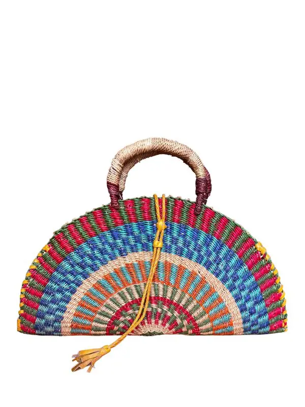 SOKONA Large Handwoven Fan Bag - Brown/orange