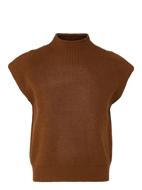 Layo G Sleeveless Sweater Top - Brown