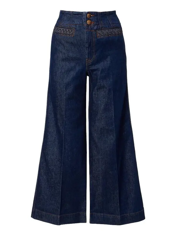 Zimmermann Aster Cropped Flared Jeans - Blue