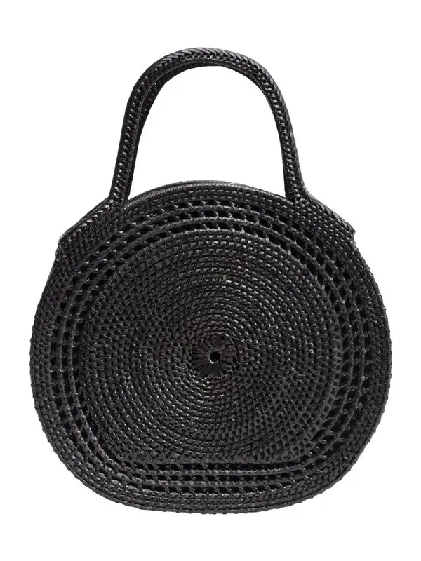 JELAVU Sydney Raffia Satchel Bag - Black