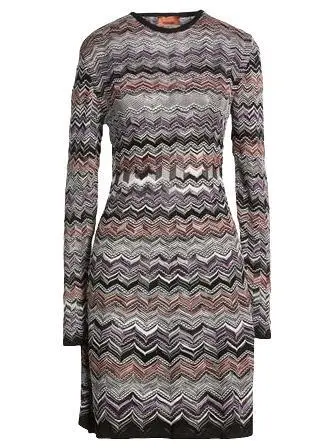 Missoni Long Sleeve Knitted Jacquard Mini Dress - Purple